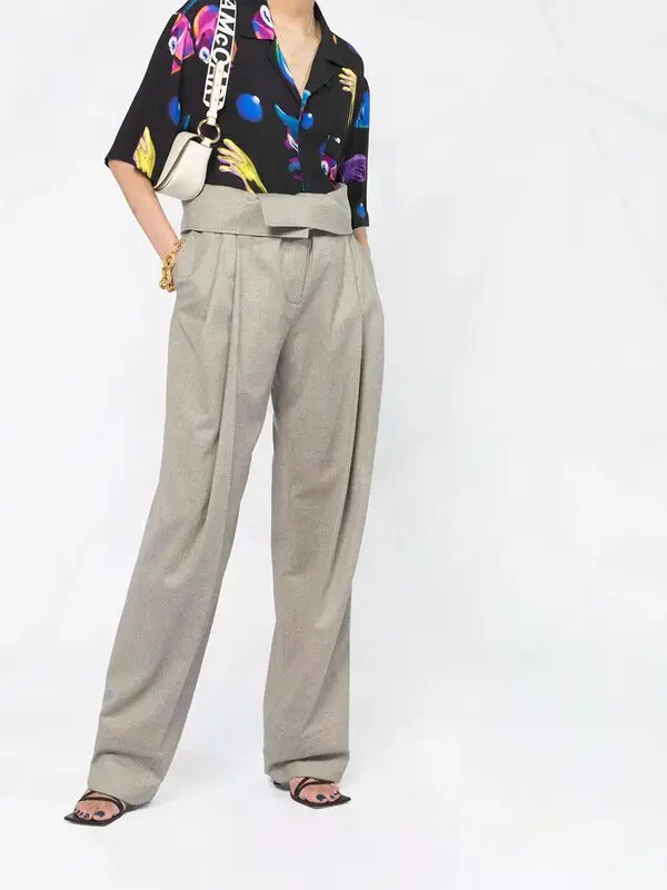 Stella McCartney Harley Pleated Paperbag Trousers - Grey