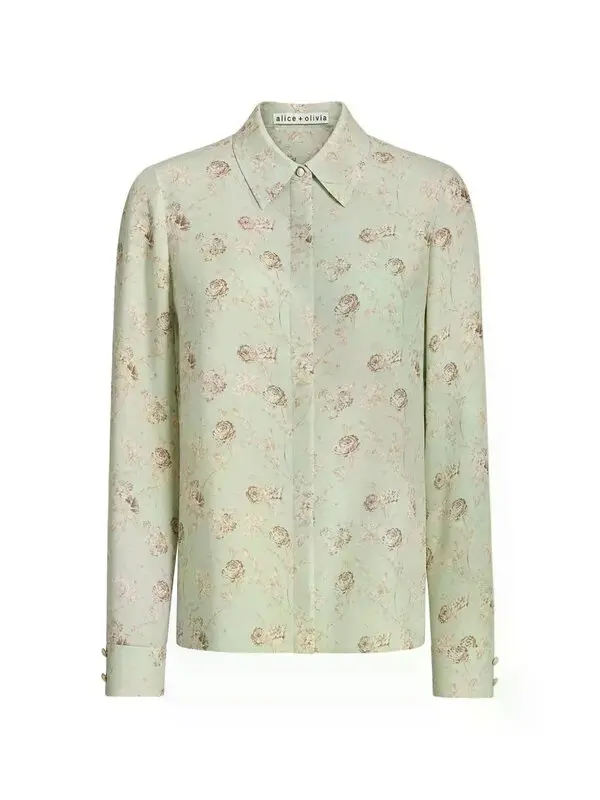 Alice + Olivia Floral Print Silk Blend Blouse