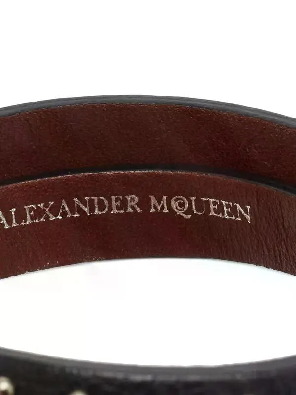 Alexander McQueen Skull Studded Leather Charm Bracelet