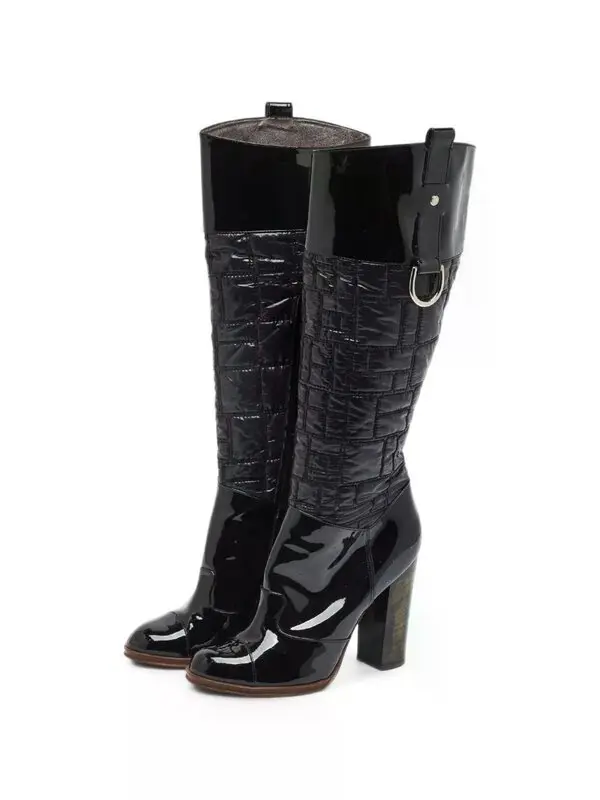 Dolce & Gabbana Quilted Patent Knee High Boots - Black