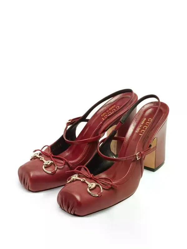 Gucci Horsebit Bow Detail Slingback Pumps