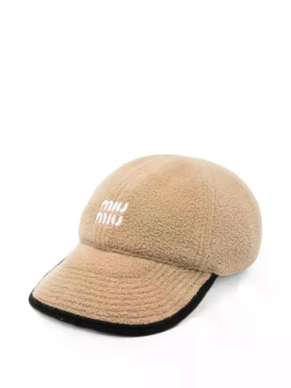 Miu Miu Logo-embroidered Camel Hair Baseball Cap - Neutrals