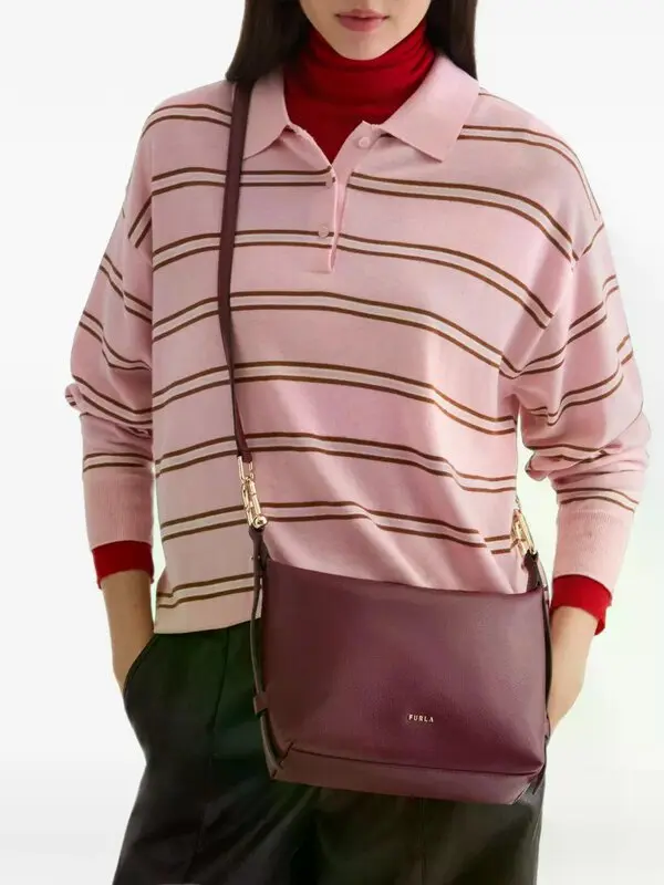 Furla Small Textured Leather Shoulder Bag - Red