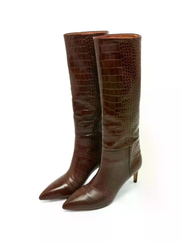 Paris Texas Croc-embossed Leather Knee Boots
