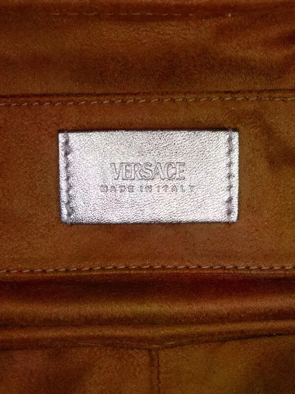 Versace 2000-2026 Metallic Leather Tag Bowling Bag Shoulder Bag