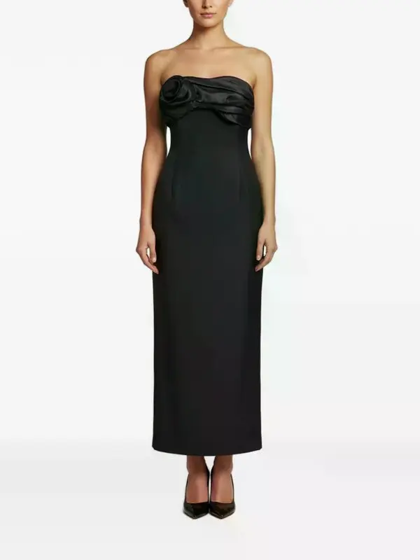 Magda Butrym Strapless Rose-detail Midi Dress
