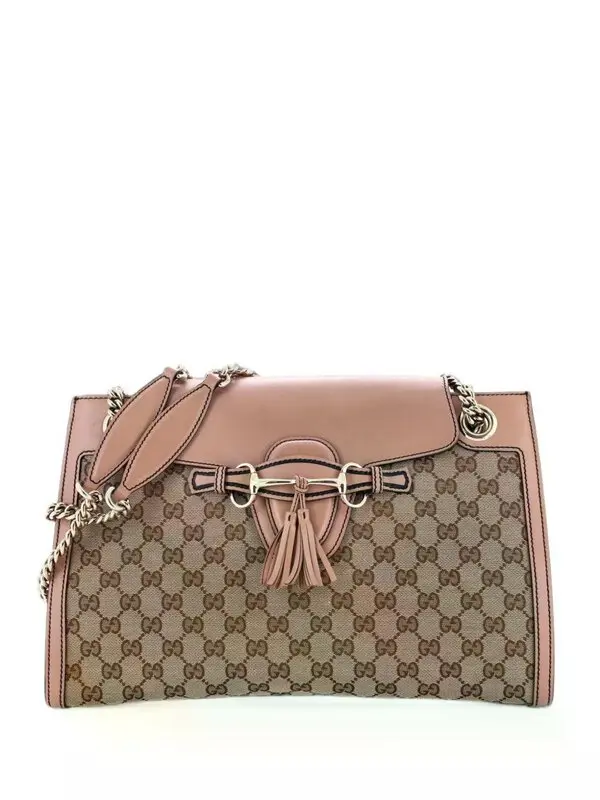 Gucci Emily Chain Flap Gg Canvas And Leather Large Shoulder Bag