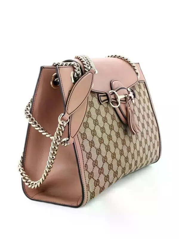 Gucci Emily Chain Flap Gg Canvas And Leather Large Shoulder Bag