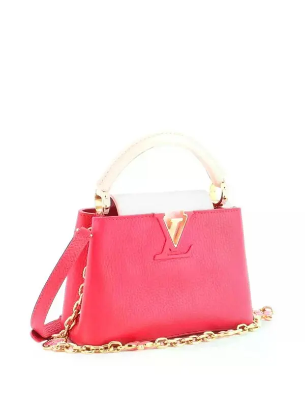 LOUIS VUITTON Flower Chain Capucines Bag Leather Mini Satchel