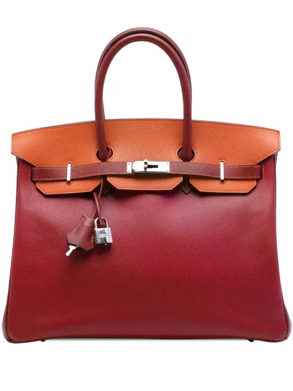Hermès 2009 Special Order Tricolor Epsom Birkin Retourne 35 Handbag - Red