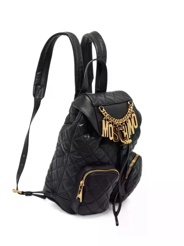Moschino Logo-charm Backpack - Black