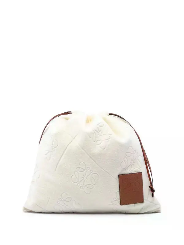 Loewe Anagram Terry Cloth Drawstring Pouch Clutch Bag