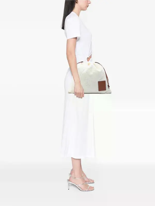 Loewe Anagram Terry Cloth Drawstring Pouch Clutch Bag