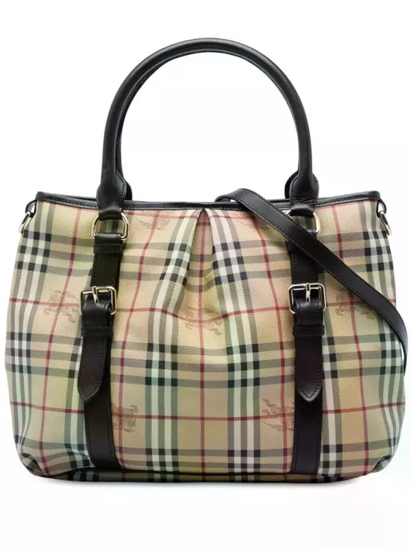 Burberry 2000-2017 Large Haymarket Check Coated Canvas Northfield Satchel - Neutrals