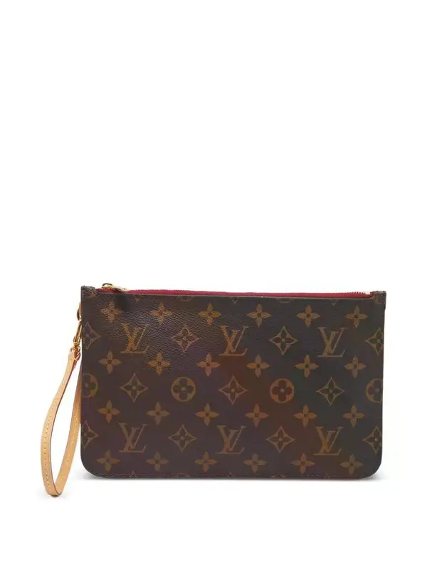 LOUIS VUITTON 2014 Neverfull Monogram Clutch Bag - Brown