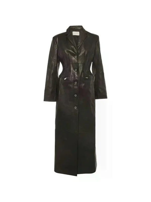 Magda Butrym Notched-lapel Leather Coat - Black