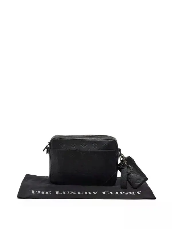 LOUIS VUITTON Monogram Shadow Clutch Bag - Black
