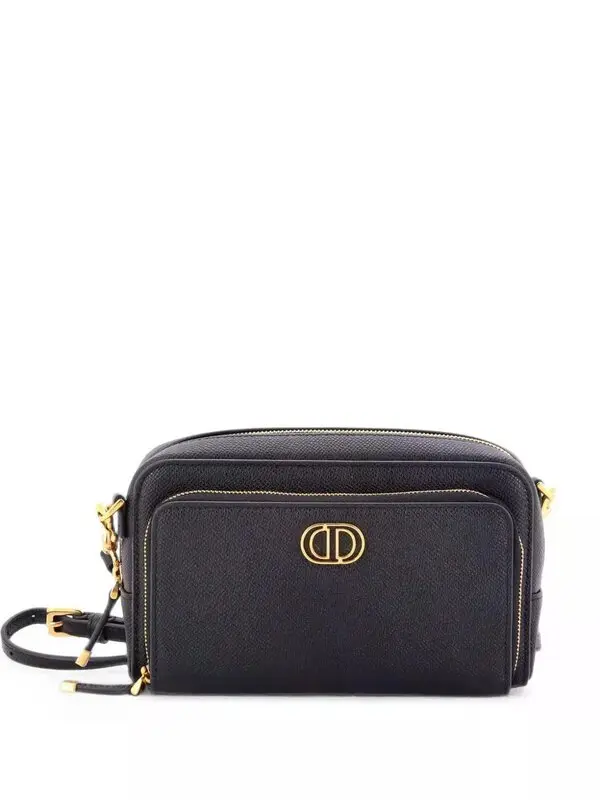 Dior Caro Double Pouch Leather Crossbody Bag - Black