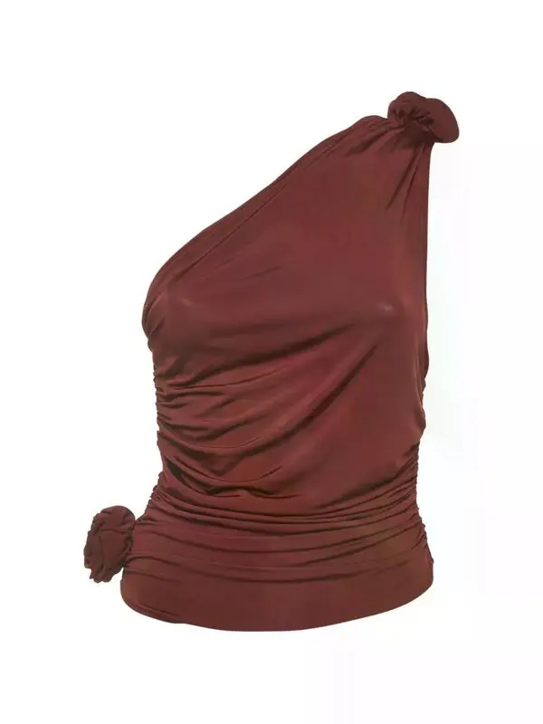 Magda Butrym 2025 One-shoulder Ruched Blouse - Red