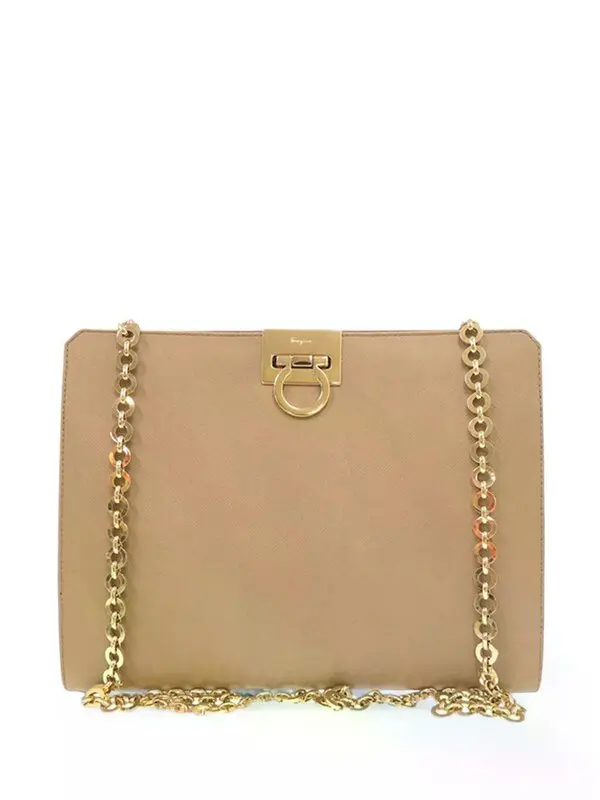 FERRAGAMO 1990-2000 Leather Gancini Chain Crossbody Bag - Neutrals