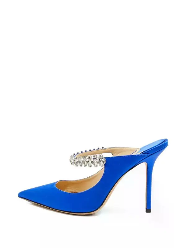 JIMMY CHOO Bing 100 Crystal-embellished Heeled Mules - Blue