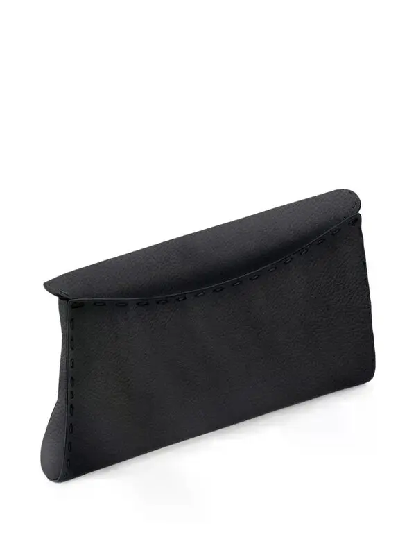Tyler Ellis Lee Pouchet Pebbled Leather Clutch Bag - Black