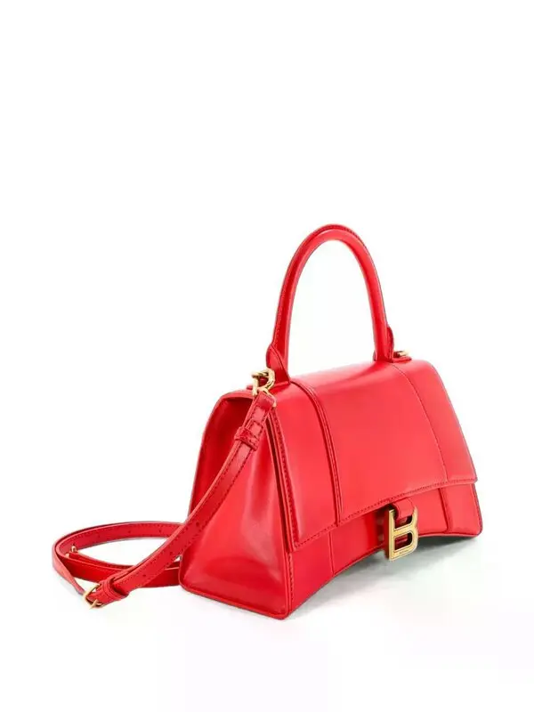 Balenciaga Hourglass Top Handle Bag Small Leather Satchel - Red