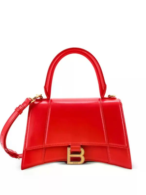 Balenciaga Hourglass Top Handle Bag Leather Small Satchel - Red
