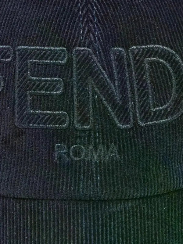 Fendi Logo-embroidered Corduroy Baseball Cap