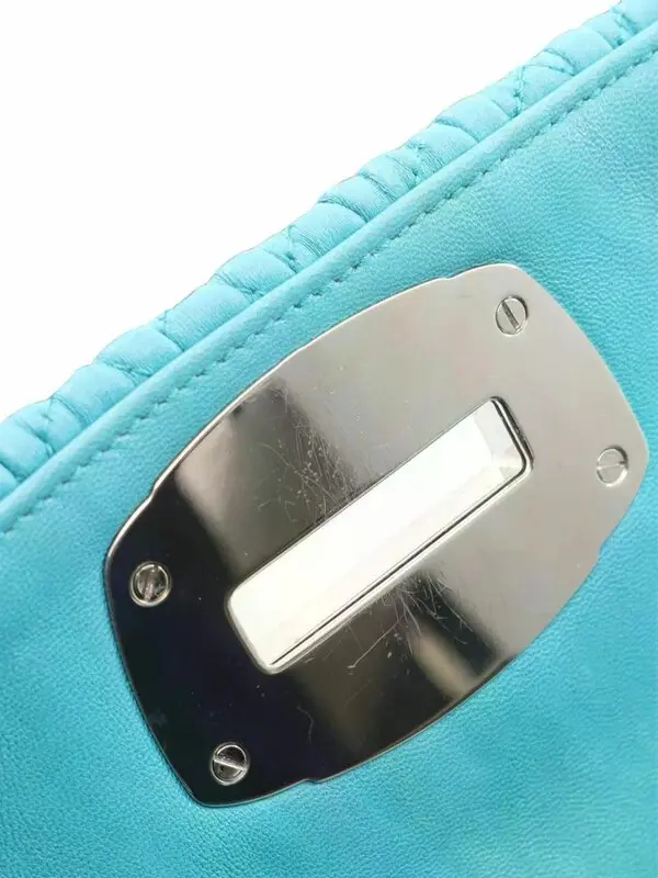 Miu Miu Matelassé Nappa Crystal Chain Satchel - Blue