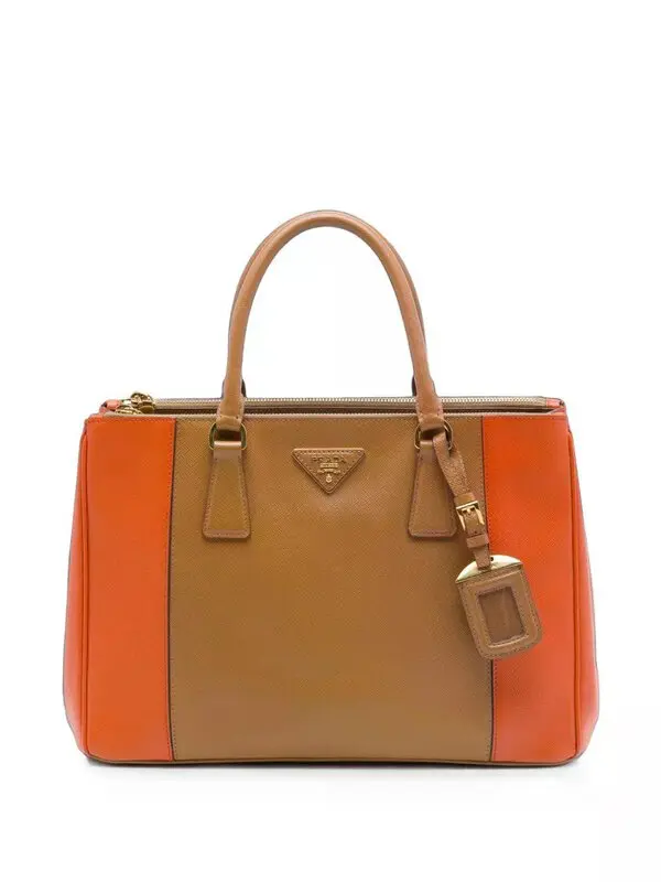 Prada 2010-2026 Medium Bicolor Saffiano Lux Galleria Double Zip Satchel