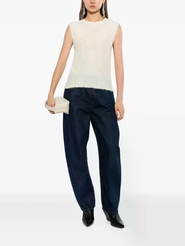 Helmut Lang Fringed Knitted Top - Neutrals