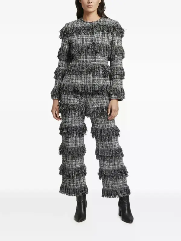 Sonia Rykiel Paris Fringed Tweed Suit - Black