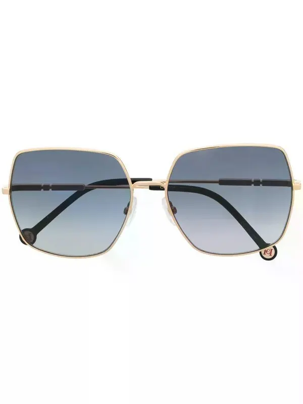 Carolina Herrera Logo-engraved Square-frame Sunglasses - Gold