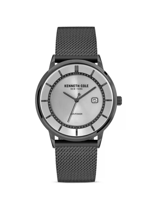 KENNETH COLE Solar-powered Mesh Bracelet Watch - Silver