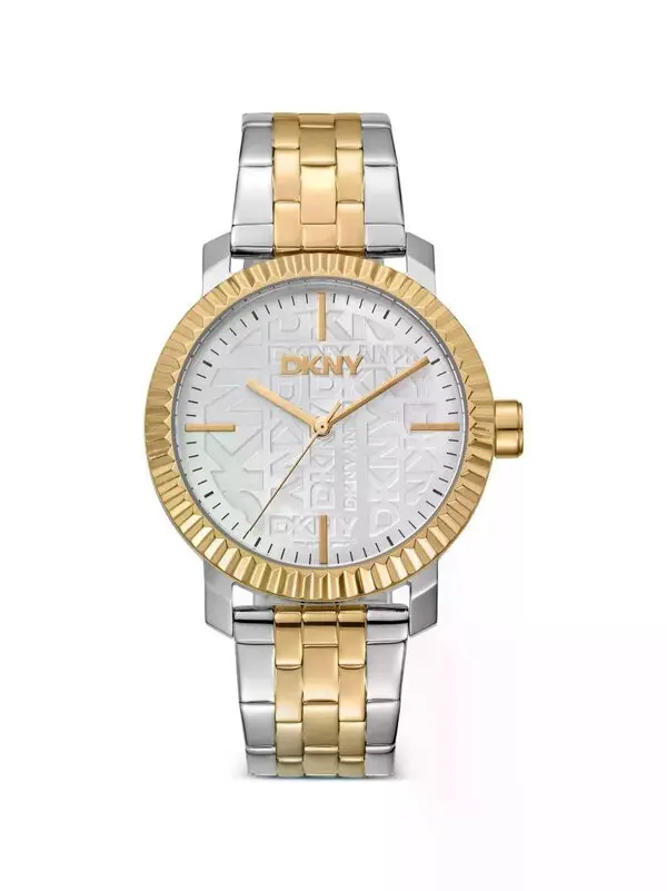 Dkny Fluted Bezel Logo Dial 36mm Watch - Silver