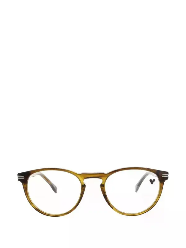 Lacoste Round-frame Striped Glasses - Brown