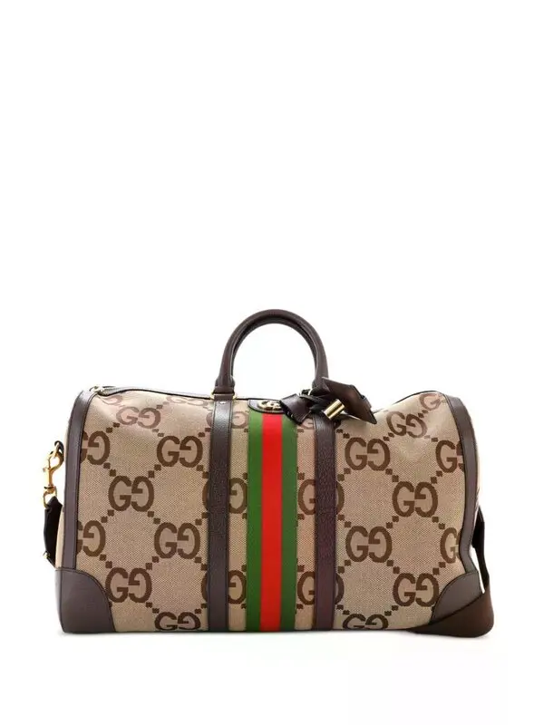 Gucci Savoy Web Convertible Duffle Bag Jumbo Gg Canvas Large Travel Bag