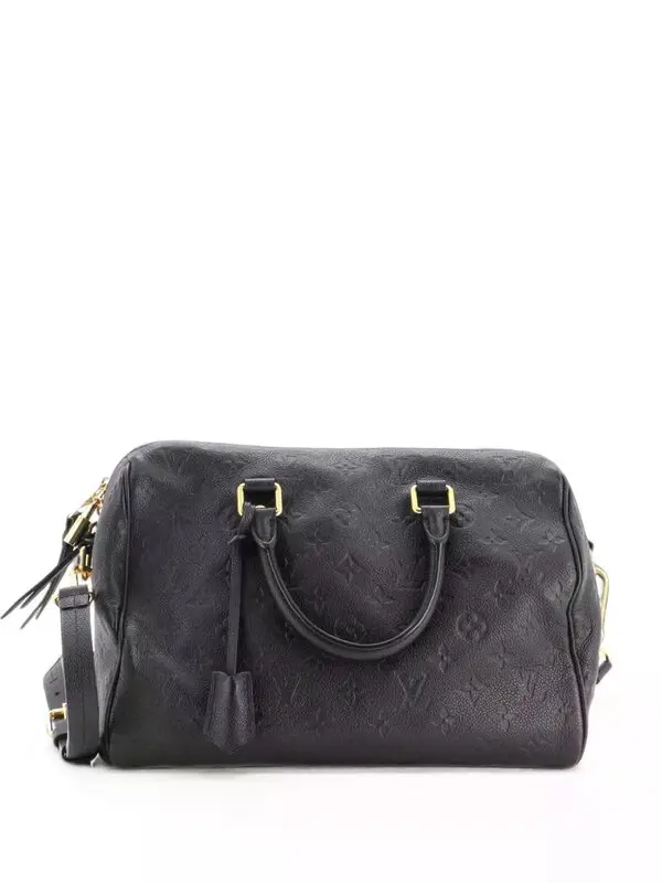 LOUIS VUITTON Speedy Bandouliere Bag Monogram Empreinte Leather 30 Satchel - Black