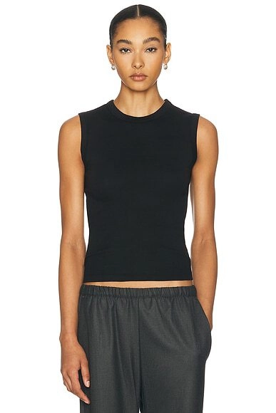 Enza Costa Supima Cotton New Classic Sleeveless Tee - Black