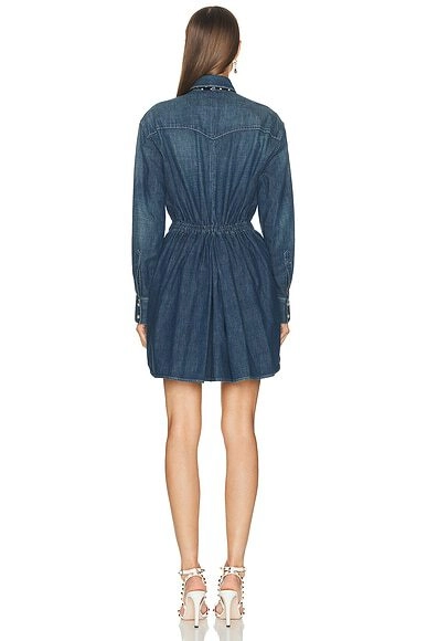 Valentino Garavani Denim Button-up Dress With Scarf