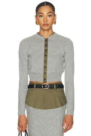 SELF-PORTRAIT Contrast Placket Cardigan - Grey