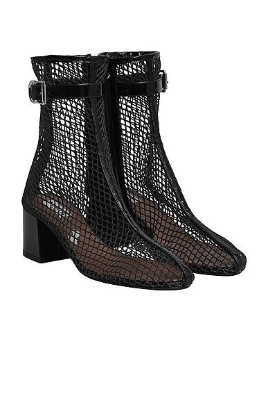 Alaïa Fishnet Boot With Patent Accents
