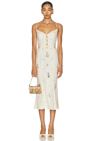 MIRROR PALAIS Regina Eyelet Linen Dress