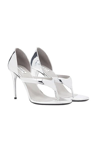 Alaïa Metallic Leather Thong Sandals