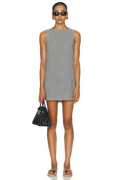 Donni. The Cotton Gingham Boatneck Dress - Jet