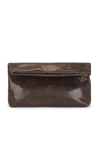 NILI LOTAN Jerry Clutch - Dark Brown Lizard