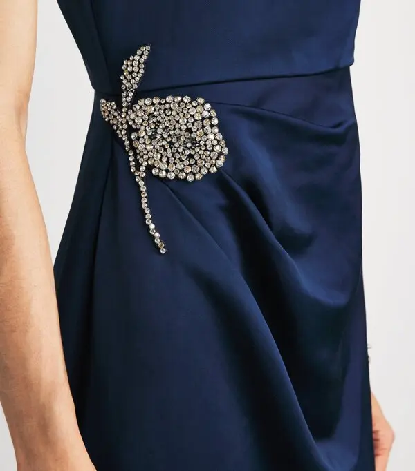 Erdem Embroidered Satin Pencil Gown