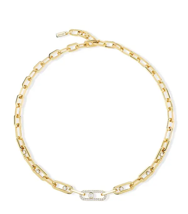 Messika Move Link Pink And Diamond Necklace - Gold