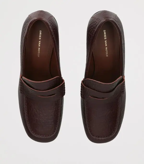 Dries Van Noten Leather Heeled Loafers - Burgundy